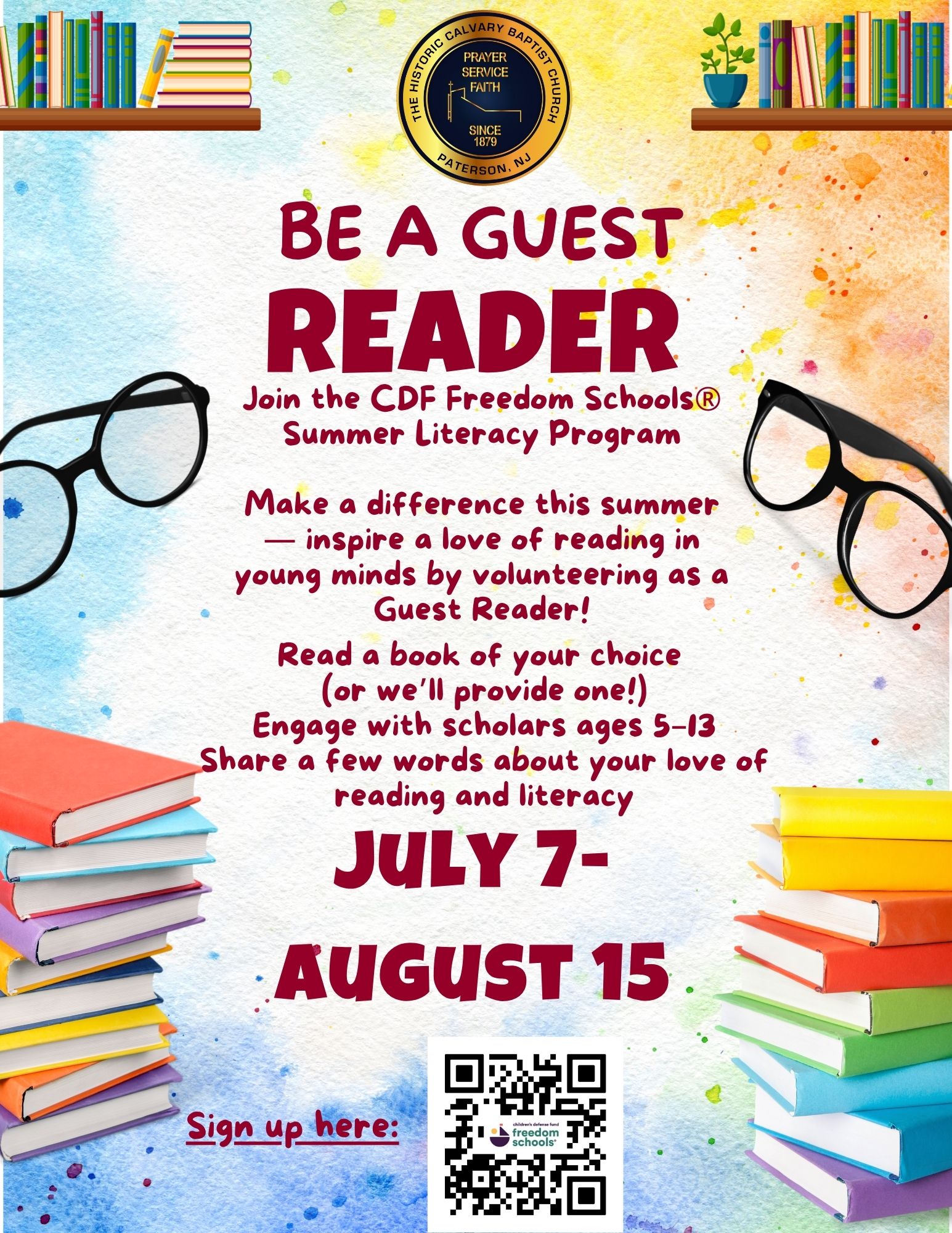 Be a Guest Reader at Freedom School! 📚 | Calvary Baptist Church